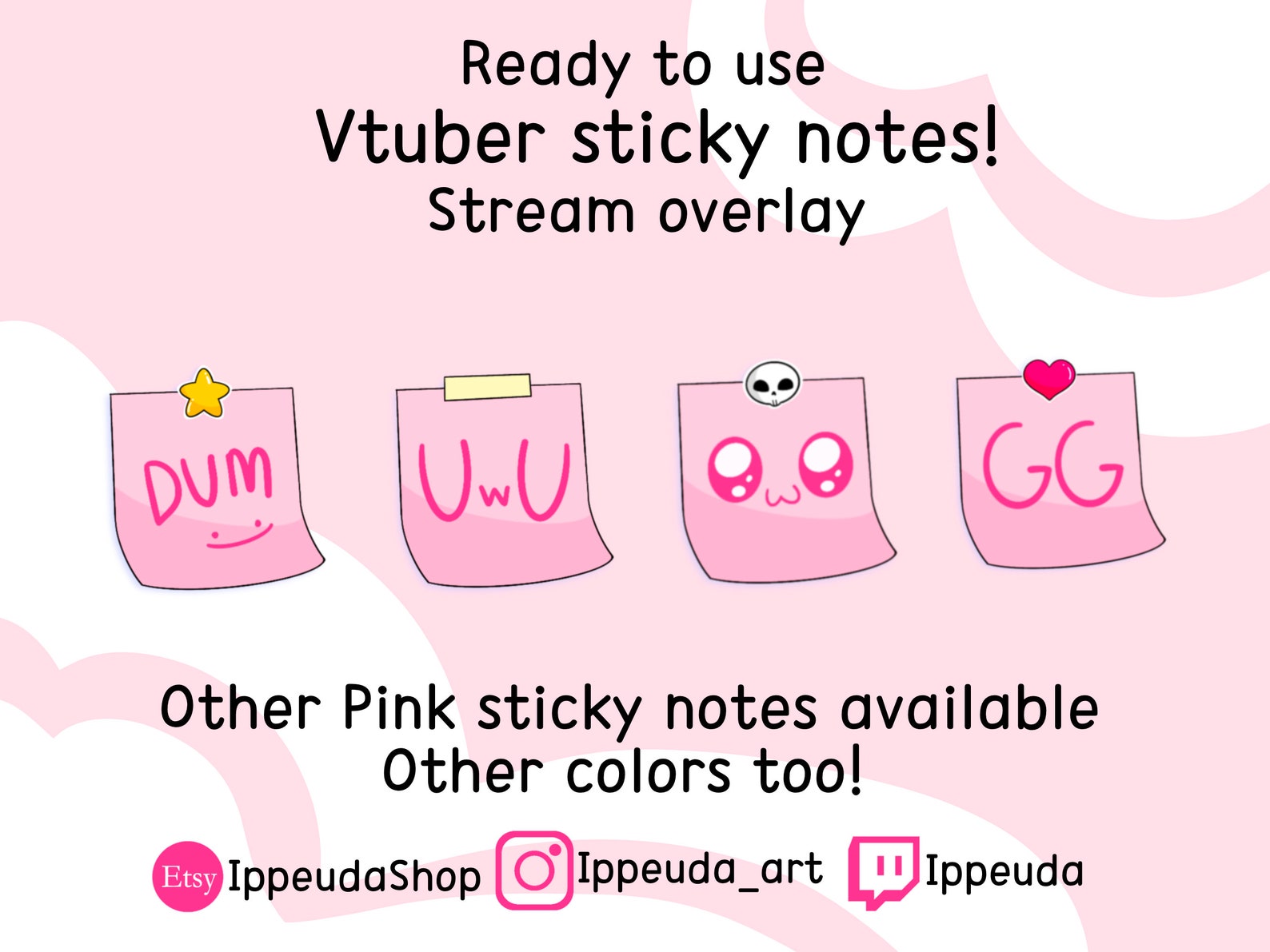 11x Pink Heart Sticky Note Assets |vtuber | Pngtuber | Streamer | Vroid ...