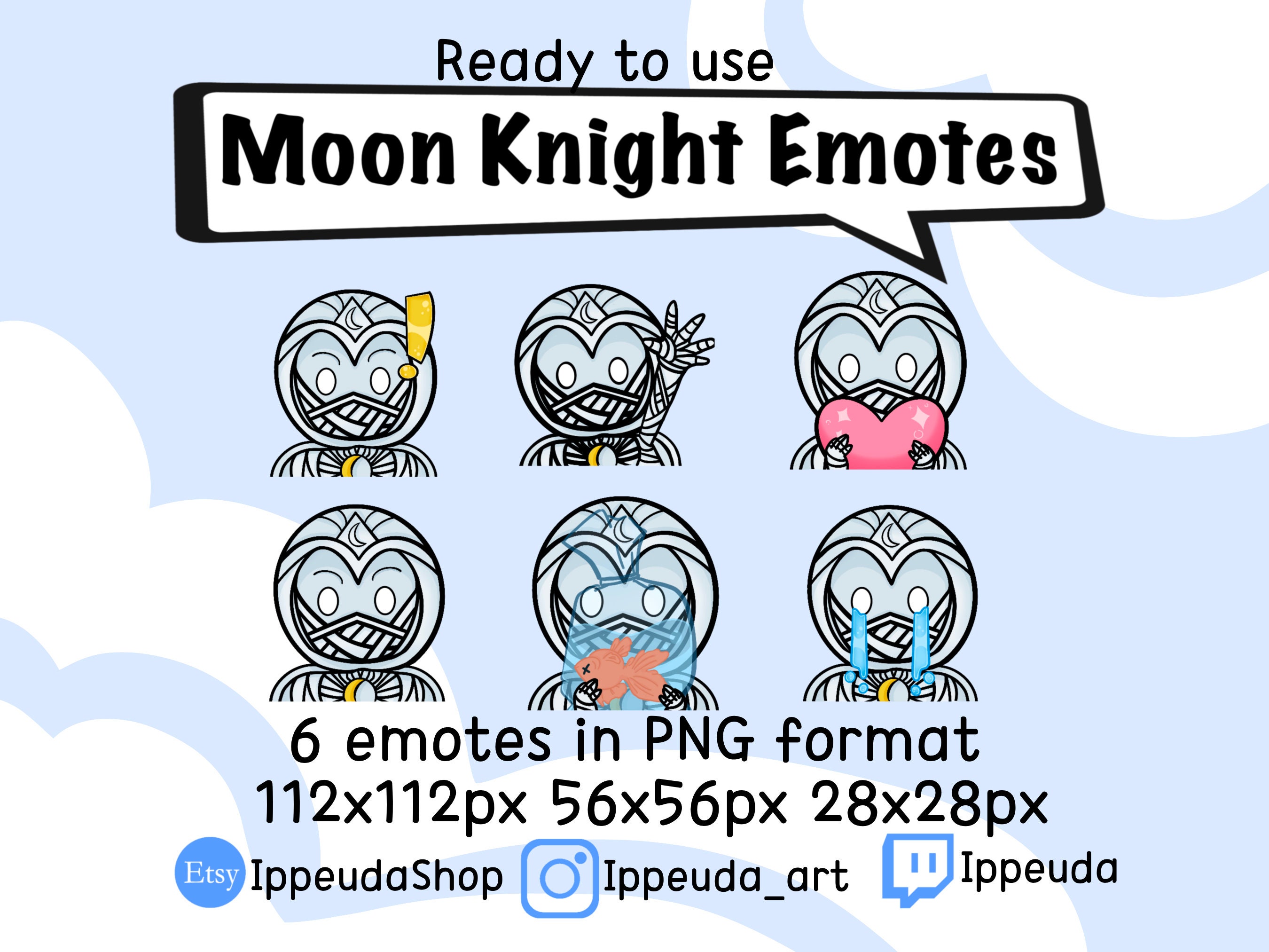 Moon Knight Twitch Emotes |vtuber | Pngtuber | Streamer | Vroid ...