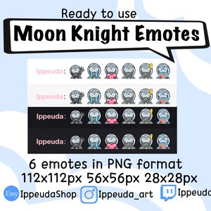 Moon Knight Twitch Emotes |vtuber | Pngtuber | Streamer | Vroid ...