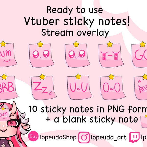 Sticky Note Vtuber Assets - Etsy