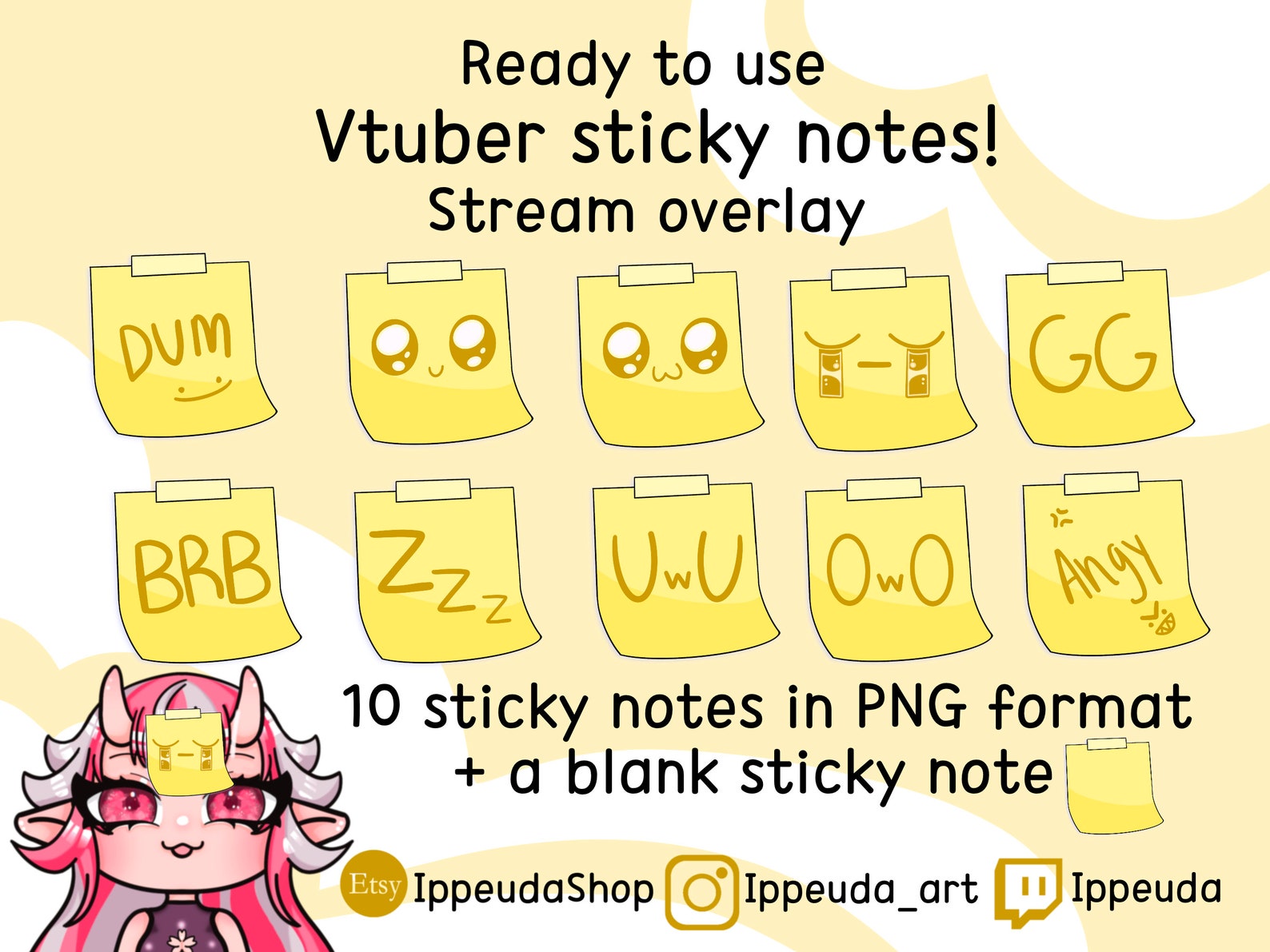 11x Yellow Tape Sticky Note Assets |vtuber | Pngtuber | Streamer ...