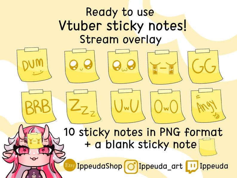 11x Yellow Tape Sticky Note Assets |vtuber | Pngtuber | Streamer ...