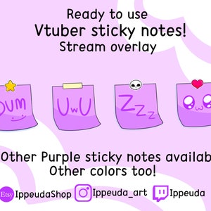 11x Purple Heart Sticky Note Assets |vtuber | Pngtuber | Streamer ...