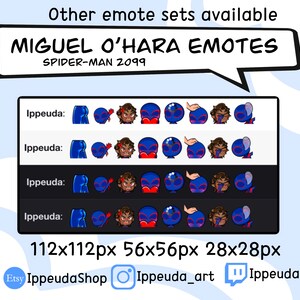 Miguel O'hara Twitch Emotes Mini Set 1 | Spiderman 2099 | Vtuber ...