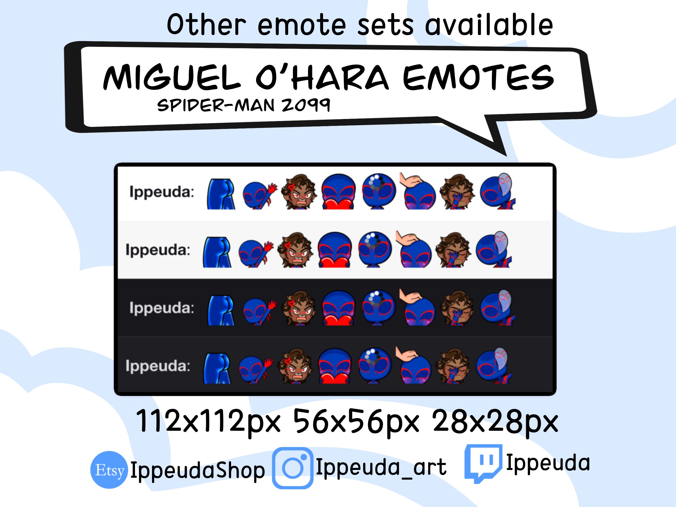 Miguel O'hara Twitch Emotes Mini Set 1 | Spiderman 2099 | Vtuber ...