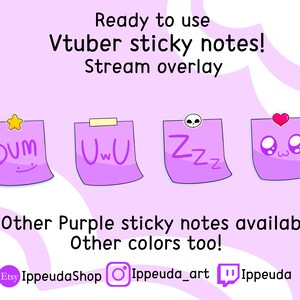 11x Purple Star Sticky Note Assets |vtuber | Pngtuber | Streamer ...