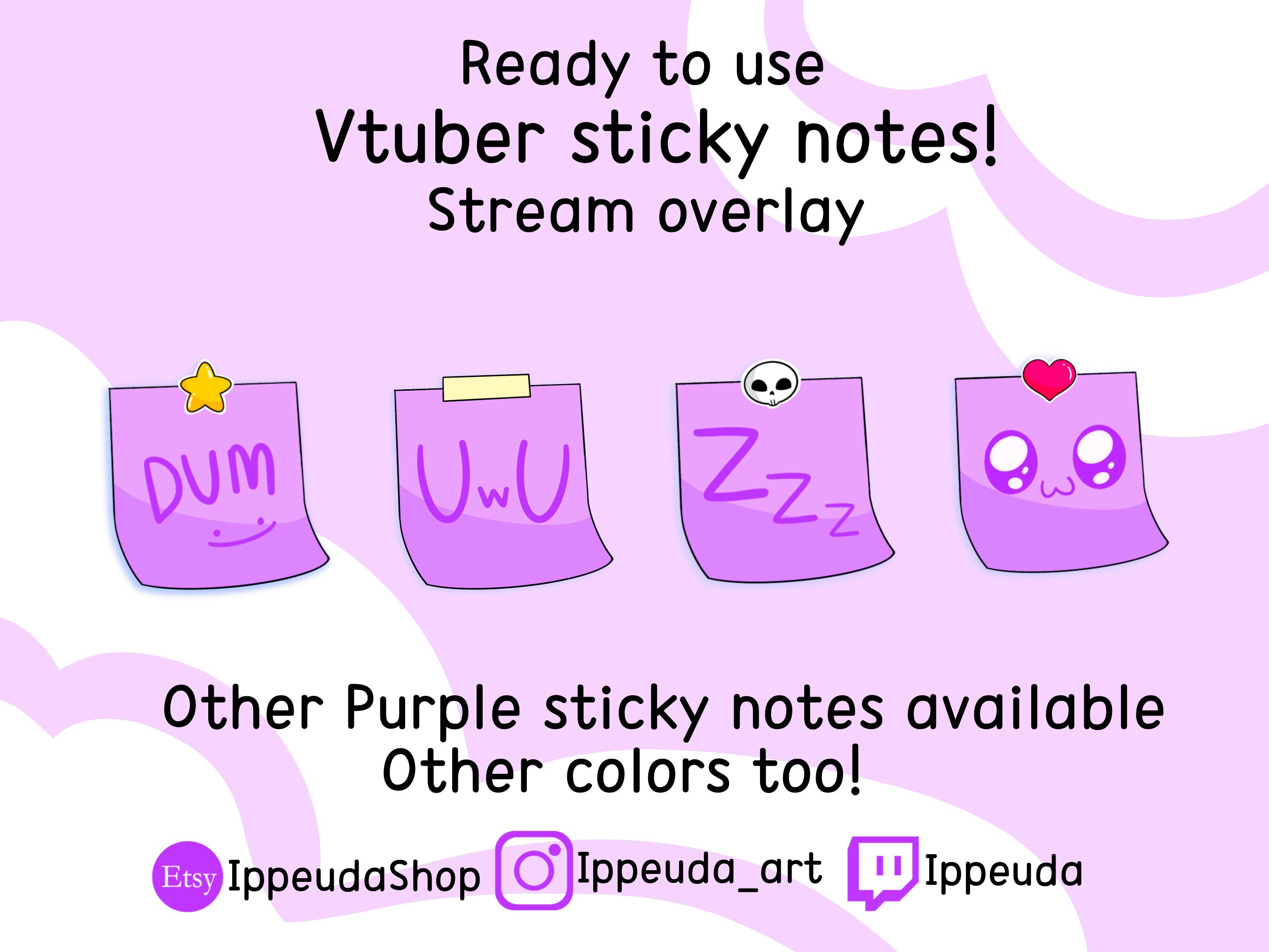11x Purple Star Sticky Note Assets |vtuber | Pngtuber | Streamer ...