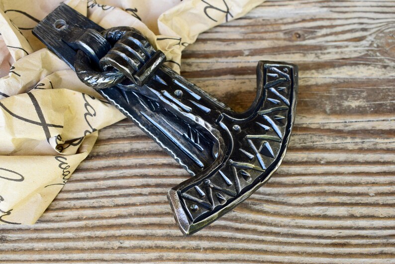 Wrought Iron Viking Hand Knocker Thor's Hammer Rustic - Etsy