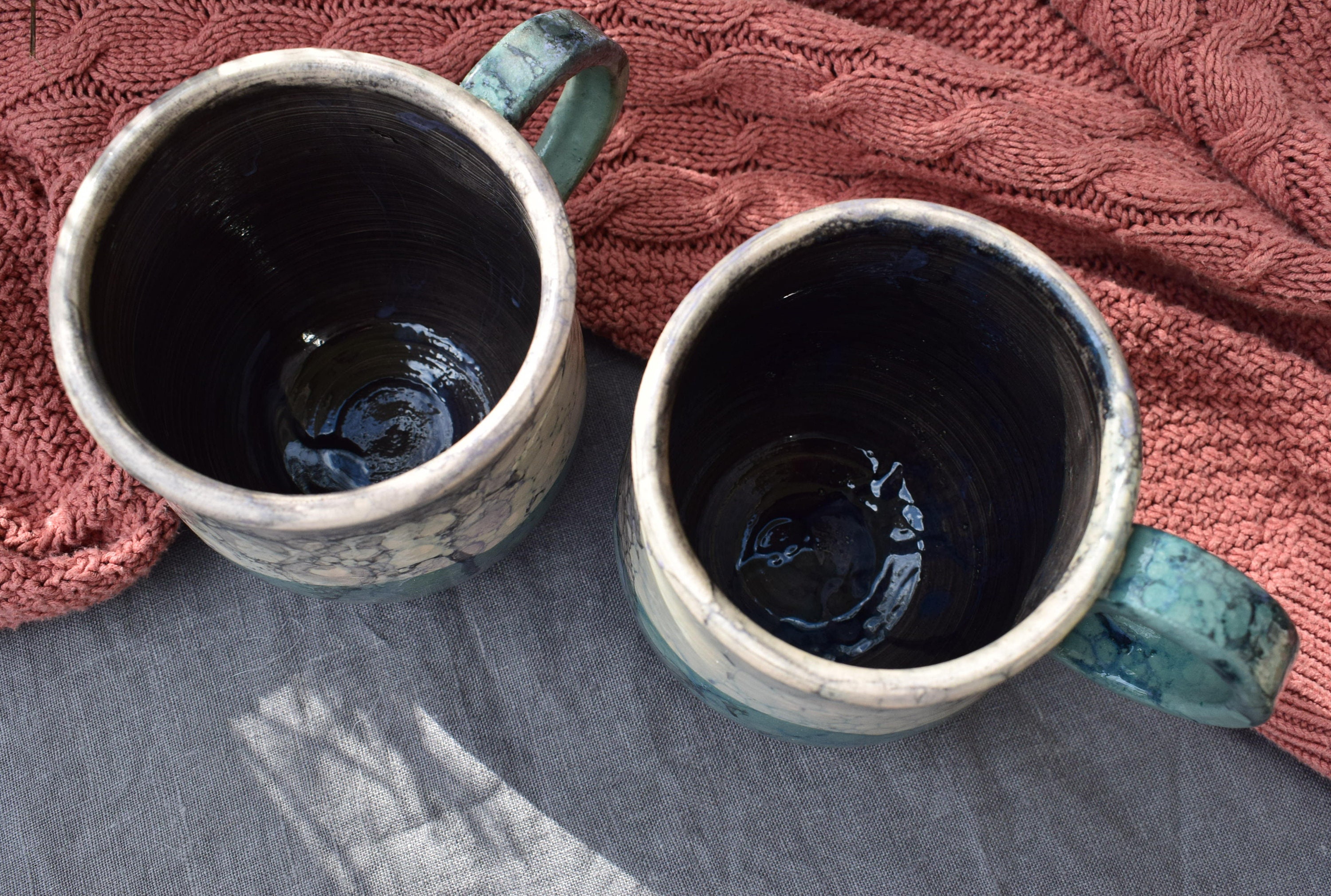 Large Ceramic Cup for Coffee Tea and Cocoa Blue Pottery - Etsy