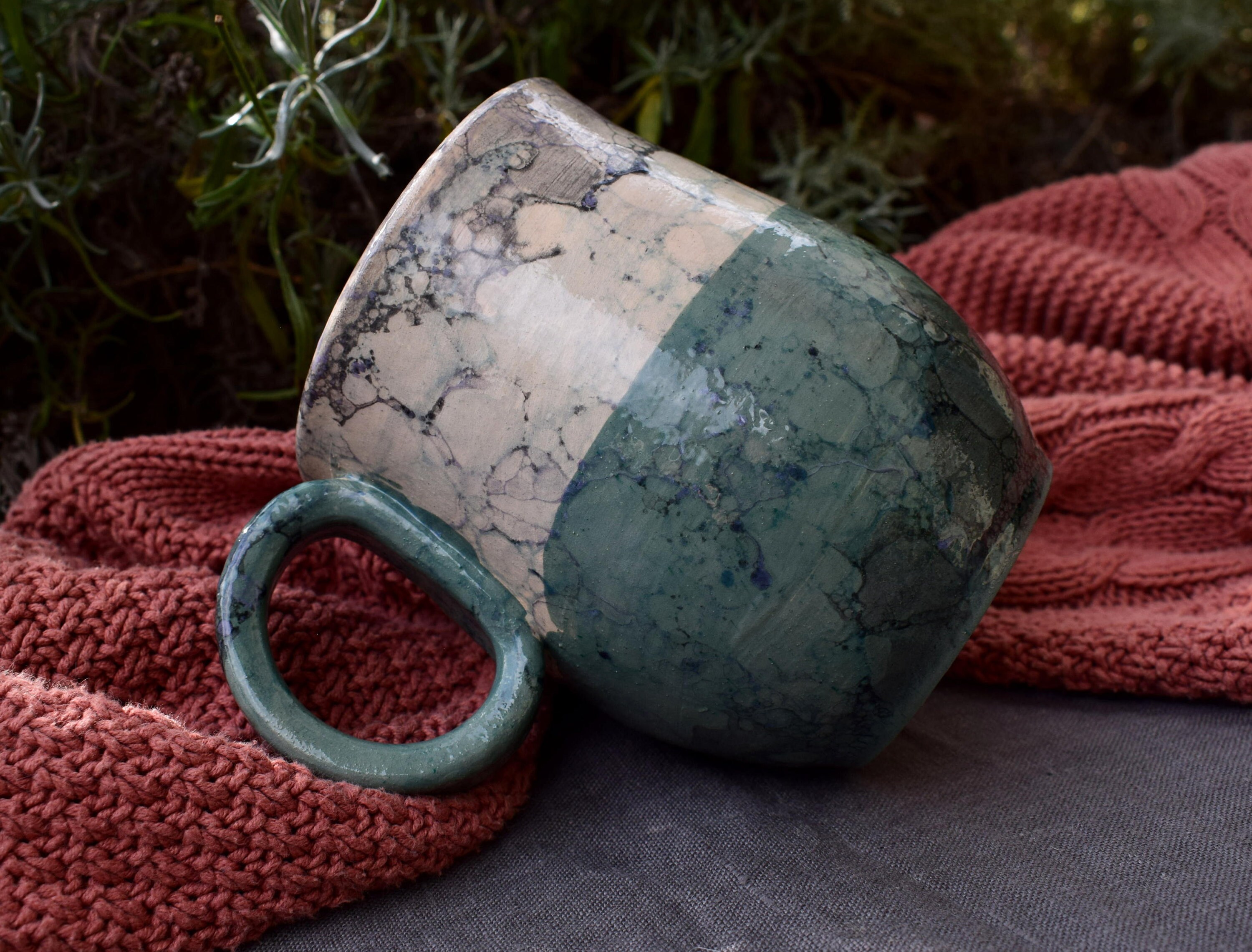 Large Ceramic Cup for Coffee Tea and Cocoa Blue Pottery - Etsy