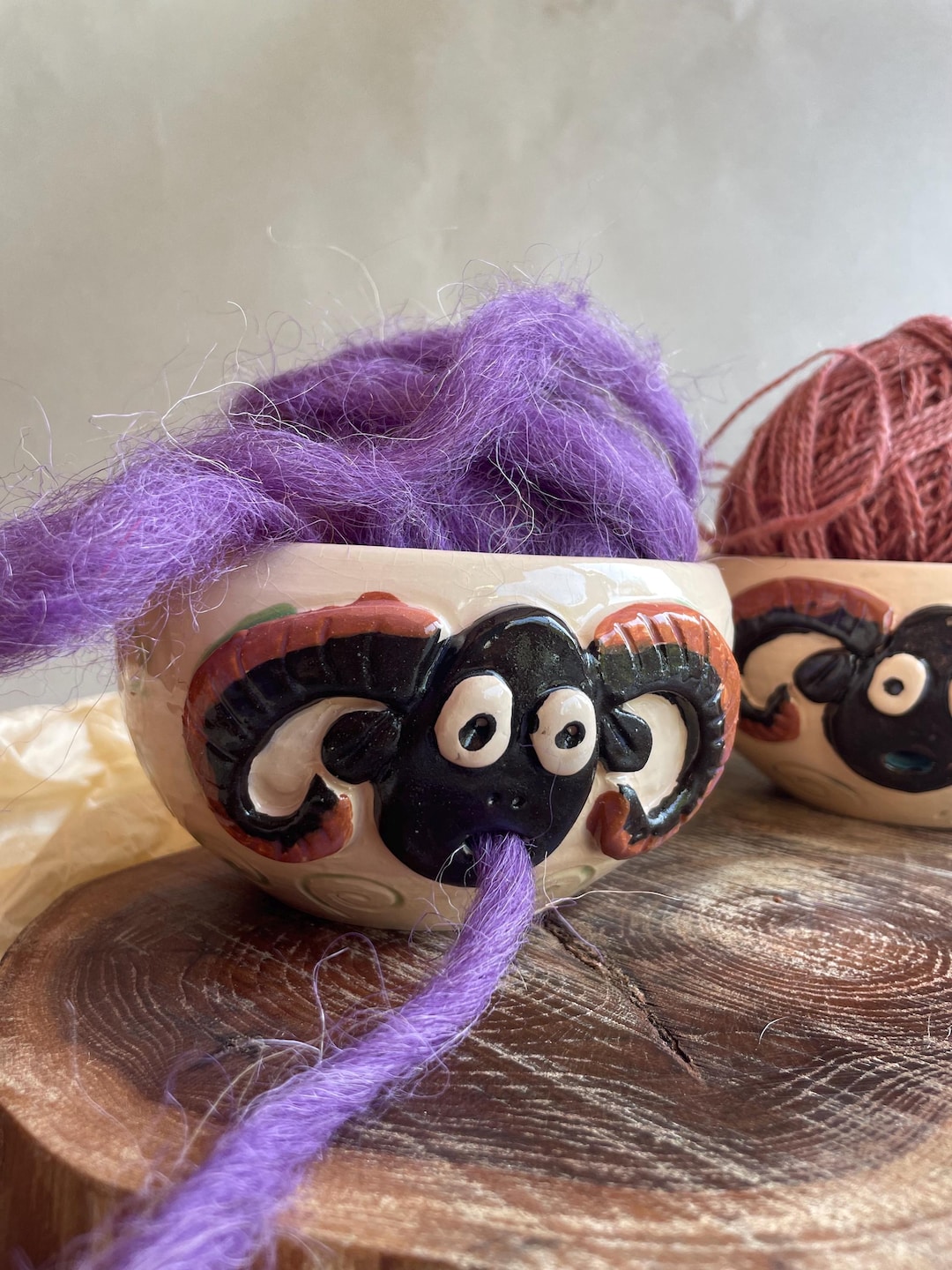 Ceramic Yarn Bowl: Sheep Design Pottery Knitting Bowl - Etsy