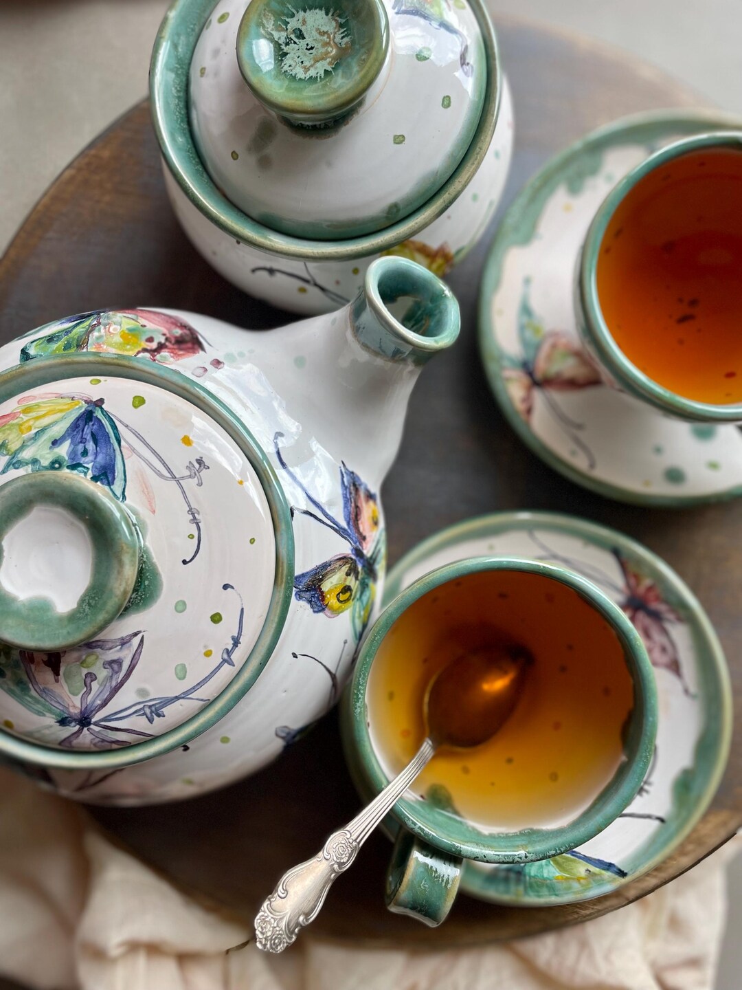 Handmade Ceramic Tea Set With Butterflies - Etsy