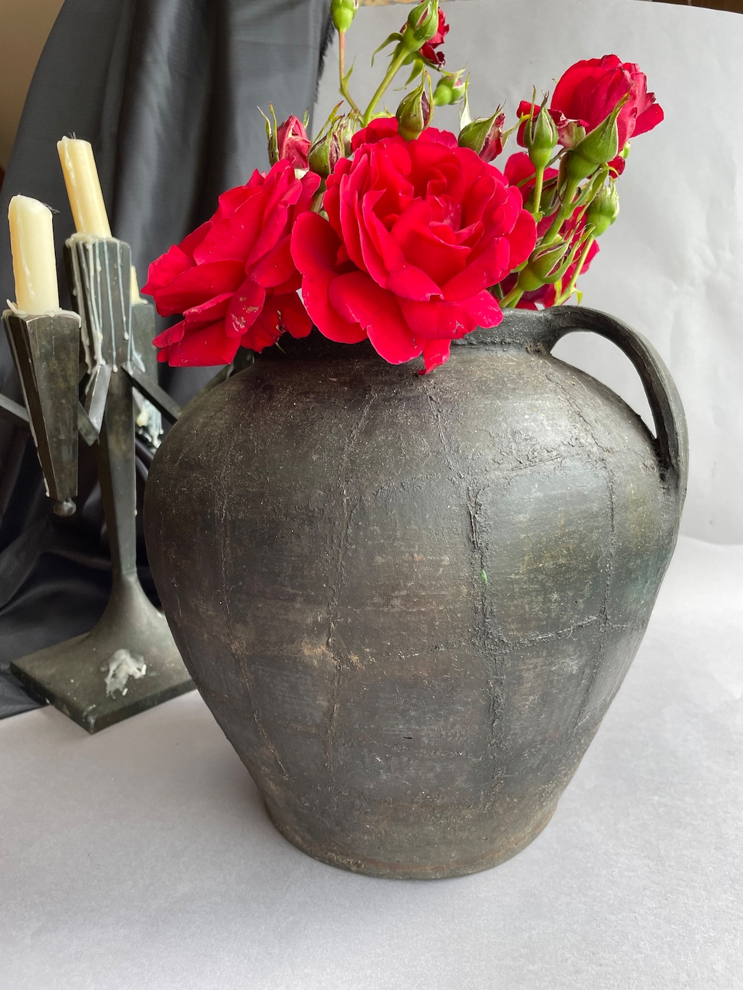 Large Old Black Pot, Vintage Pottery, Antique Clay Vessel, Rustic ...