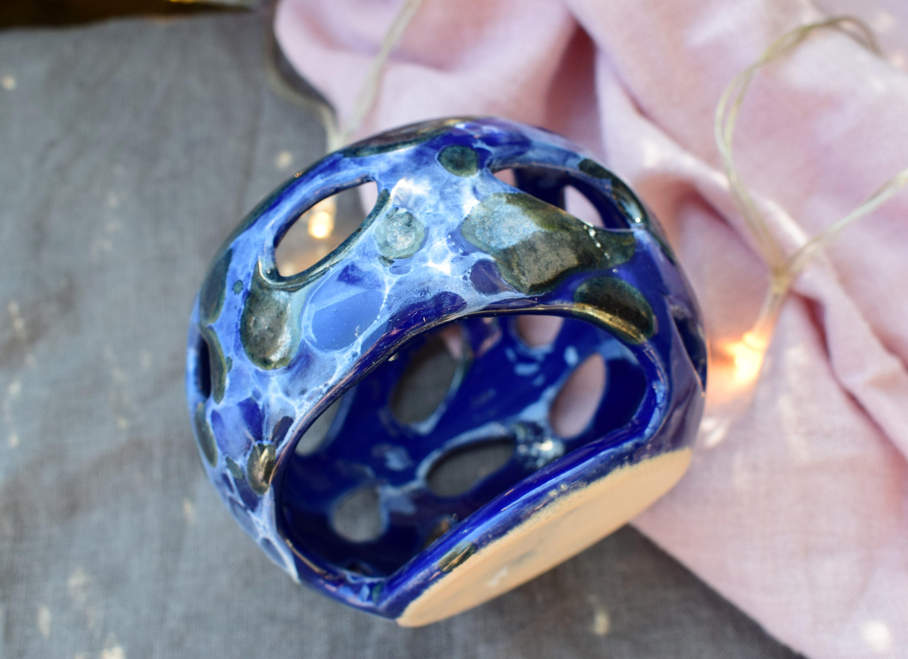 Fantastic Aroma Lamp Blue Aroma Lamp Openwork Pottery Aroma - Etsy