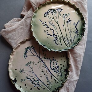 Handmade Ceramic Plate, Rustic Floral Embossed Dinnerware - Etsy