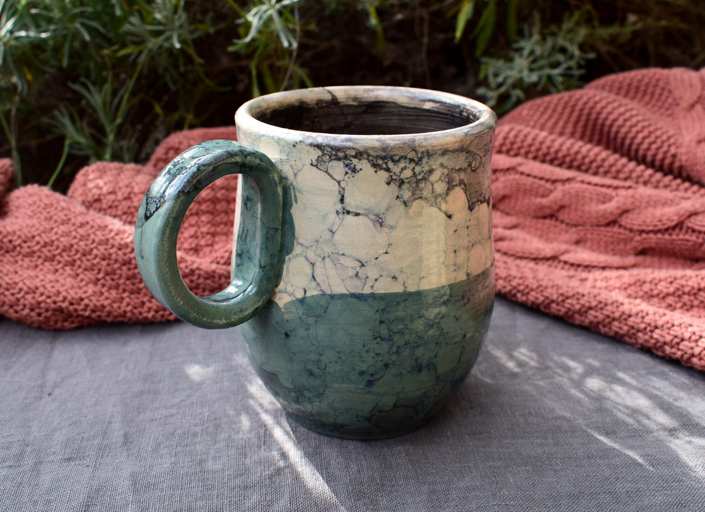 Large Ceramic Cup for Coffee Tea and Cocoa Blue Pottery - Etsy