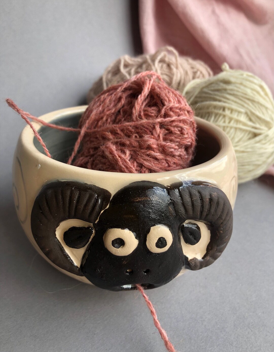 Ceramic Yarn Bowl Pottery Knitting Bowl Sheep for Balls of - Etsy