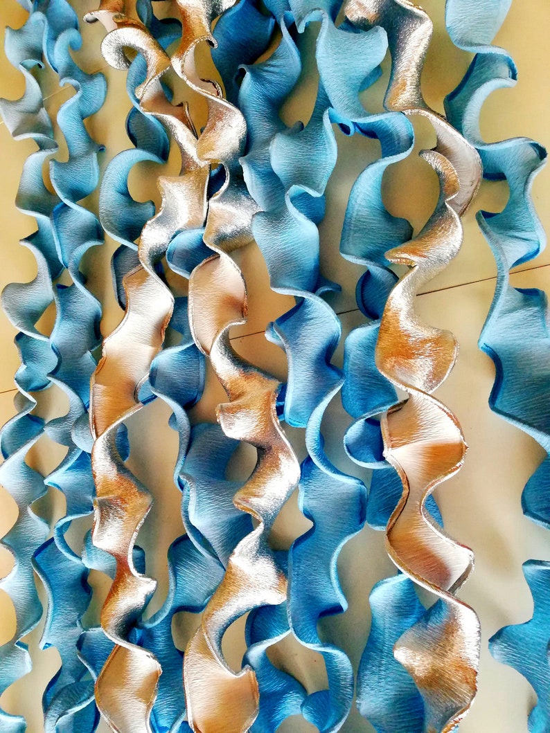 10 Strands Streamers Backdrop Boy Royal Navy Blue Silver Gold Crepe ...