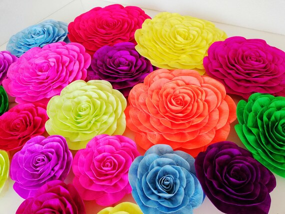 large Paper Flowers, bright mexico fiesta Colorful, coco party supply ...