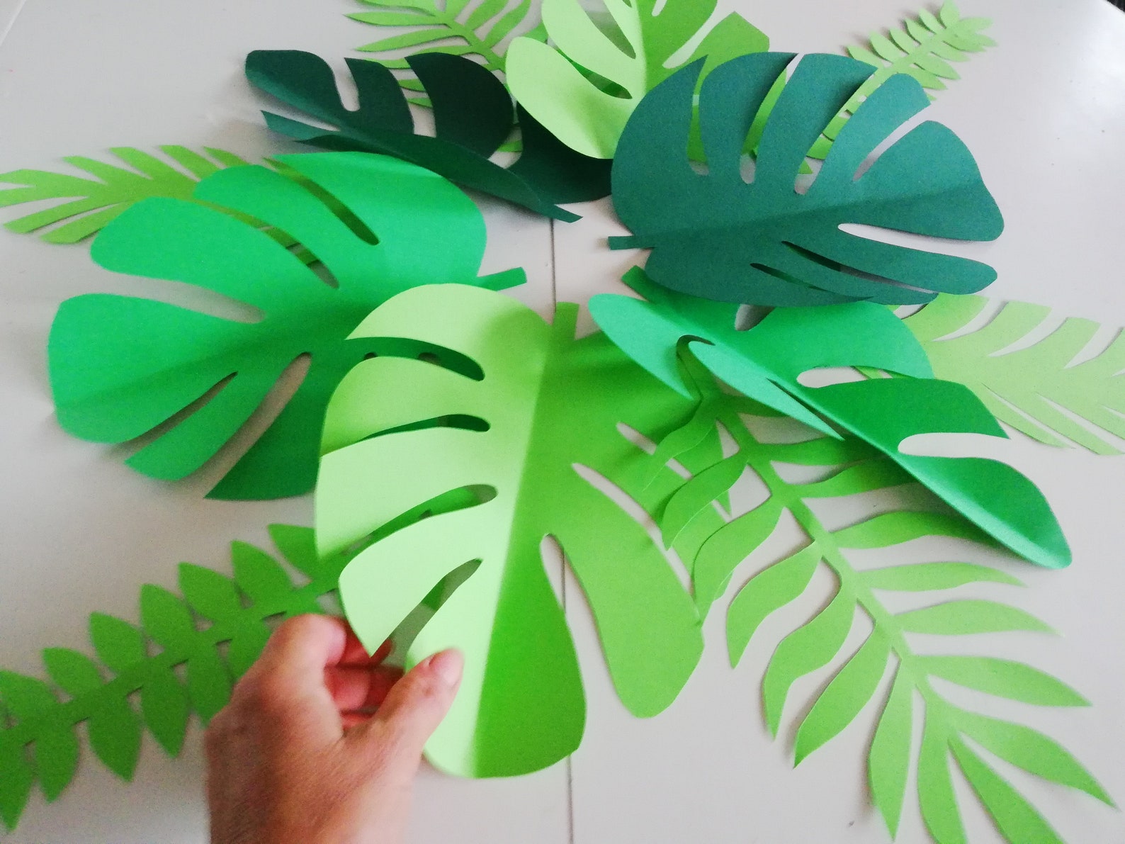 Jungle Large Paper Tropical Leaves Wall Decor Party Hawaiian | Etsy