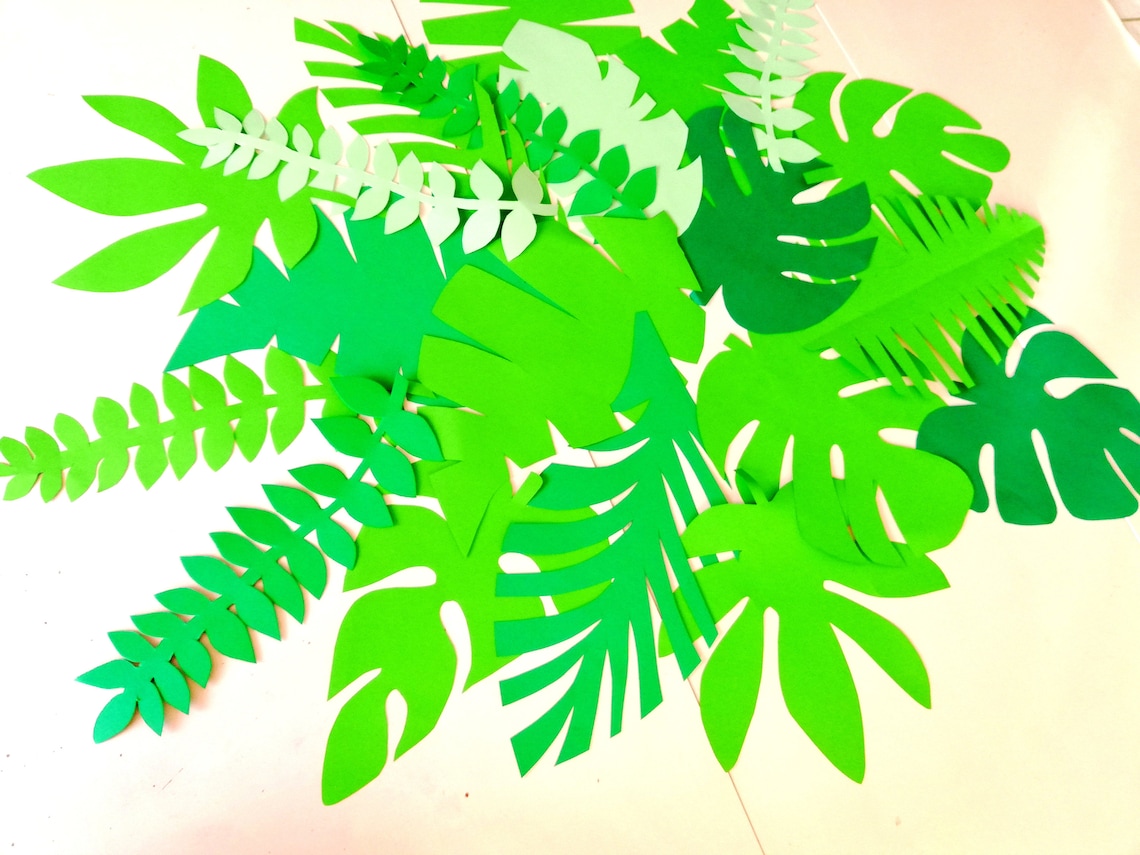 Jungle Large Paper Tropical Leaves Wall Decor Party Hawaiian | Etsy