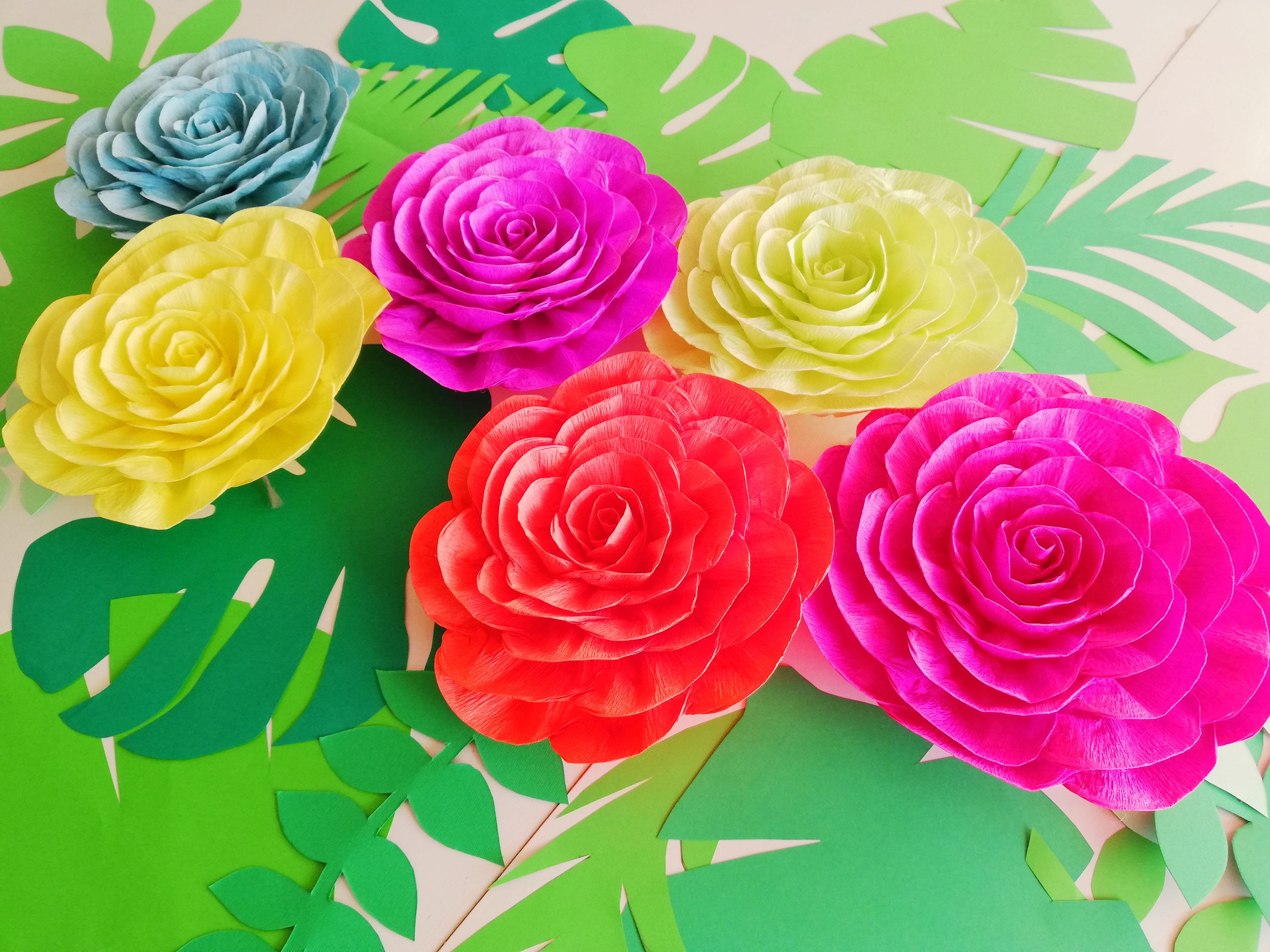 12 large Paper Flowers Wall Nursery decoration rainbow Unicorn | Etsy