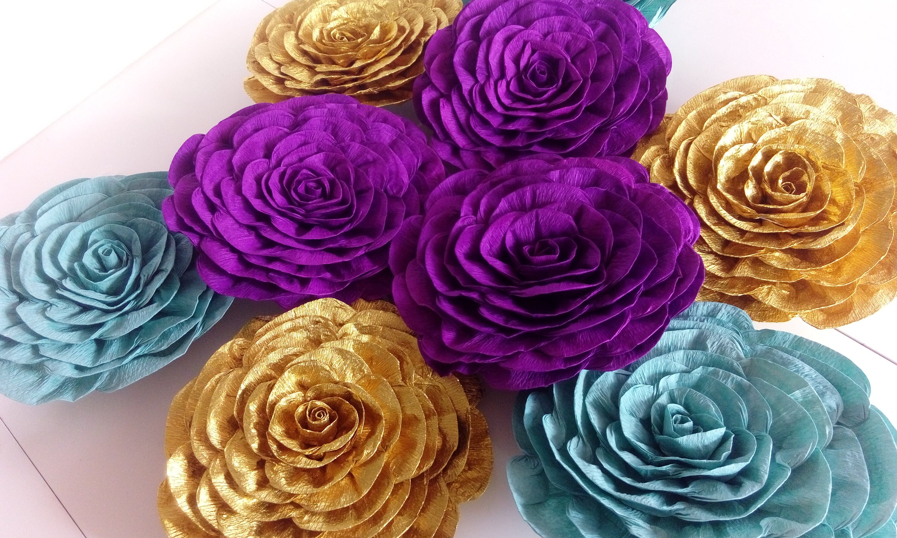 12 Encanto Birthday, Mirabel, Large Paper Flowers Decor Gold Teal ...