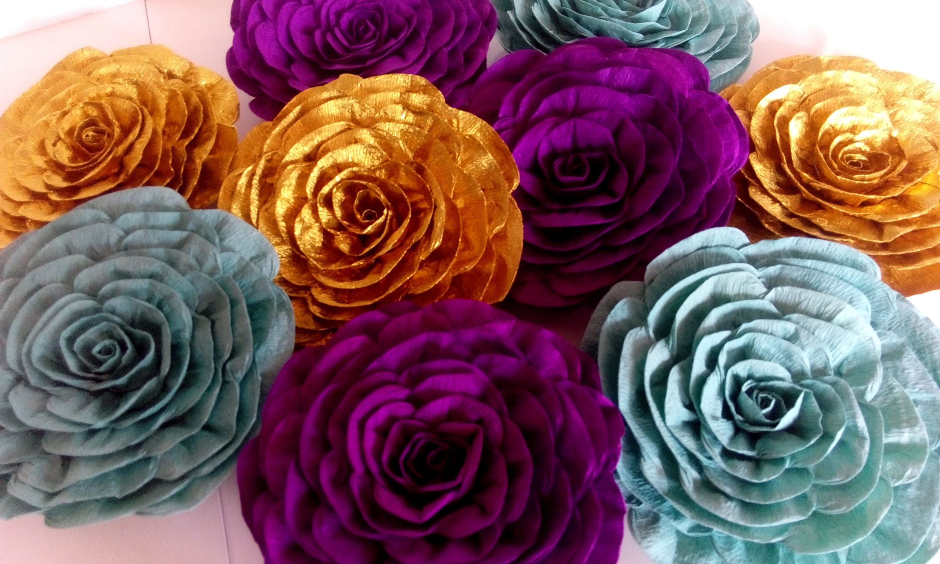 12 Encanto Birthday, Mirabel, Large Paper Flowers Decor Gold Teal ...