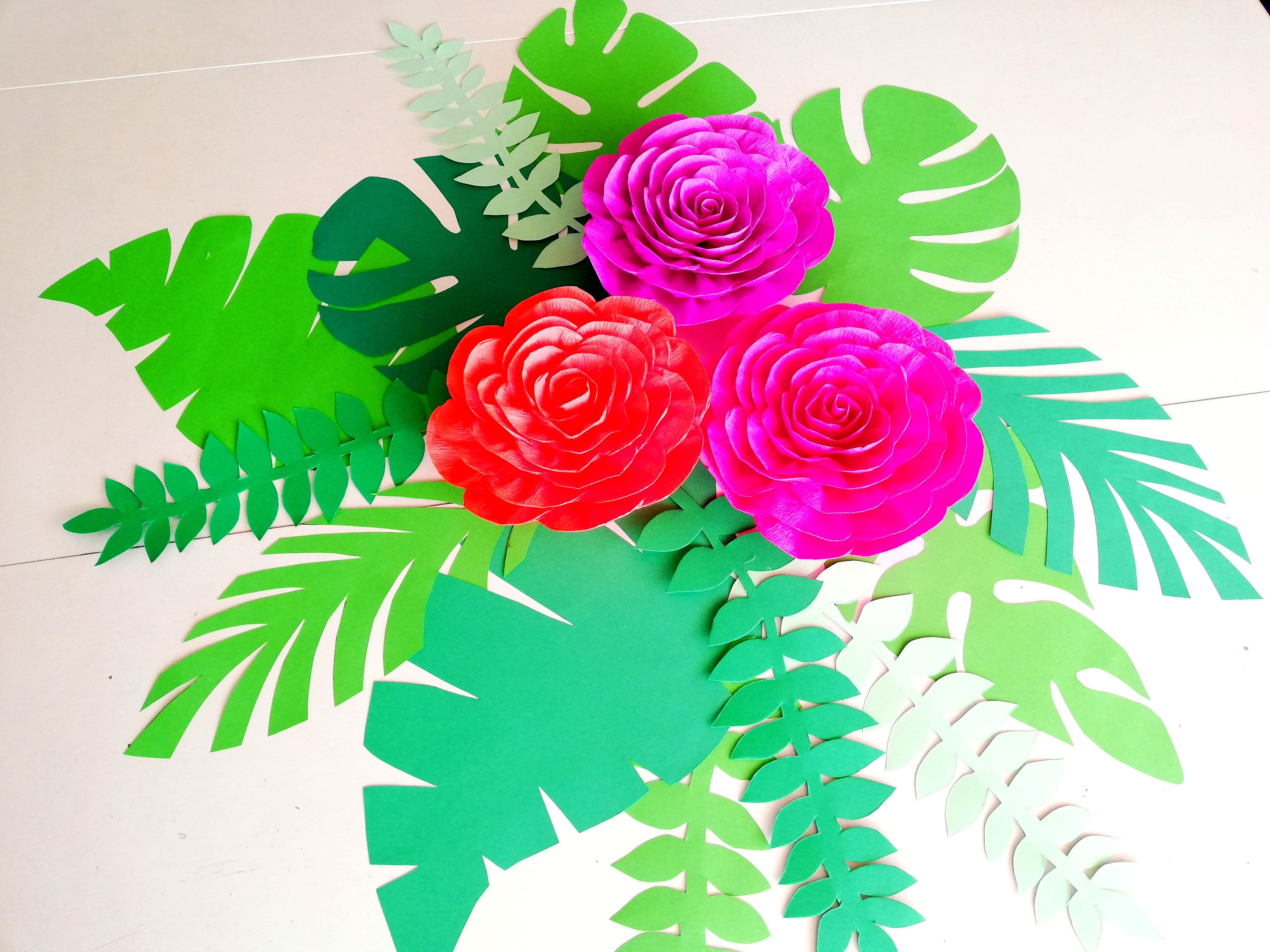 Jungle Large Paper Tropical Leaves Wall Decor Party Hawaiian | Etsy Canada
