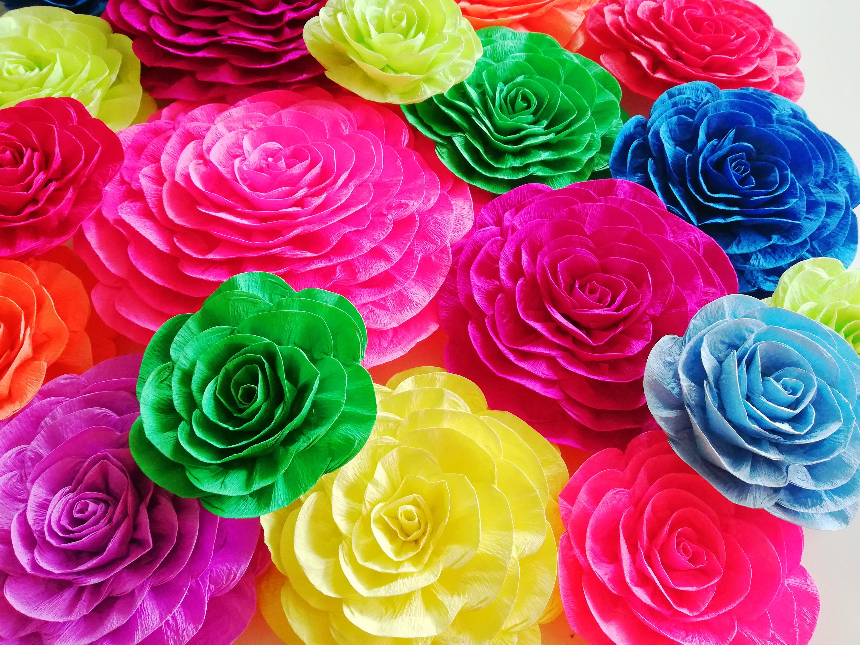Large Mexico Paper Flowers Wall Decor Fiesta Mexican - Etsy