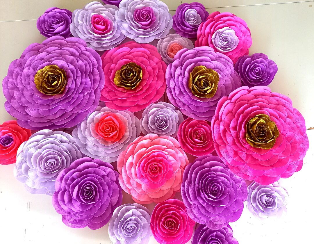 10 Large Paper Flowers, Encanto, Isabela, Decor, Wedding, Pink Gold ...