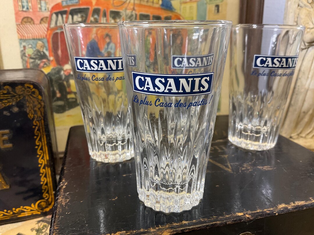 Set of 4 Small Casanis Pastis Glasses, Anisette Glass Tumblers, Pastis ...