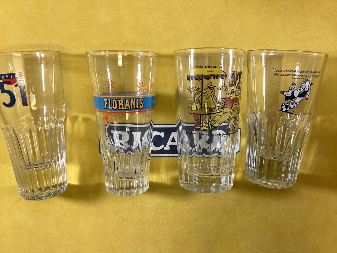 Set of 4 Mismatched Pastis Glasses Anisette Glass Tumblers - Etsy