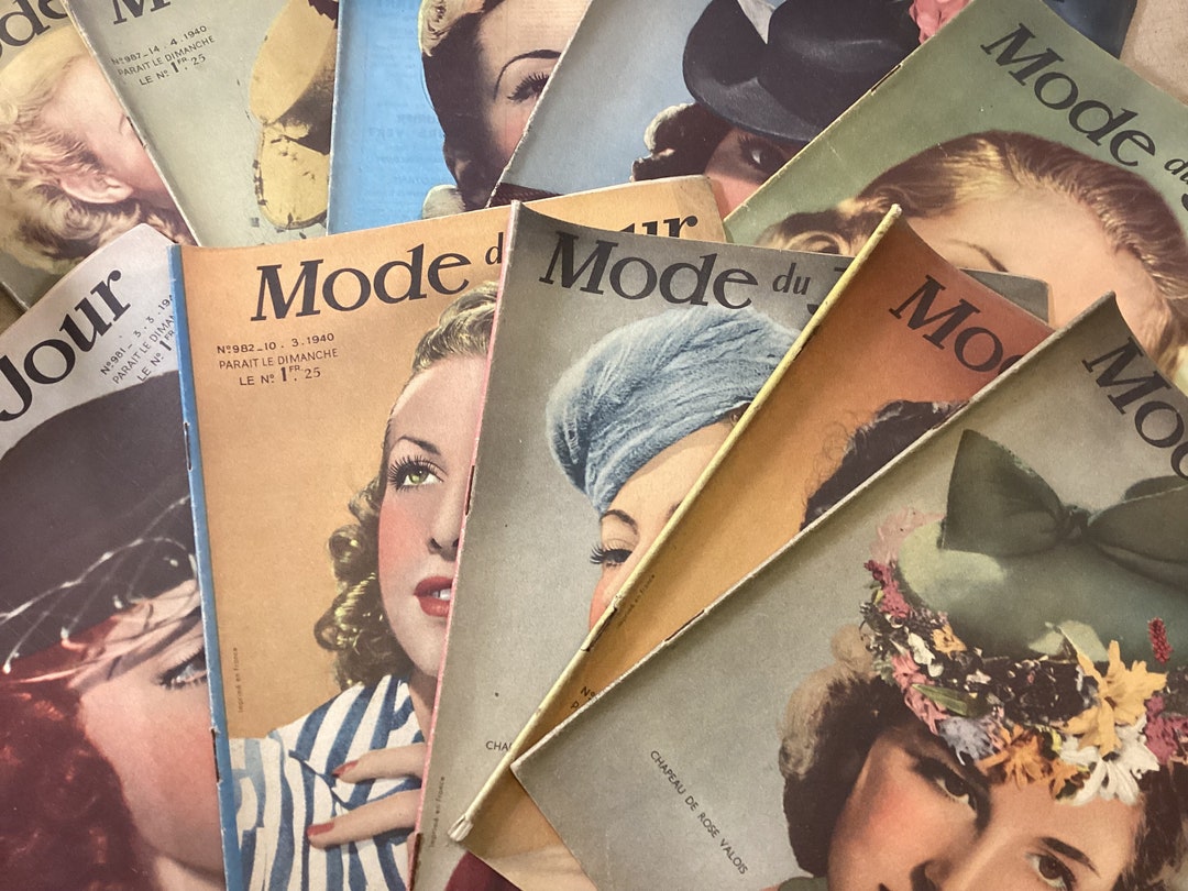 Set of 10 French Fashion Illustrated Magazines From 1940 La Mode Du ...