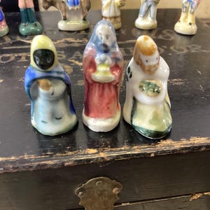19 Vintage French Feves Miniature Nativity Set Ceramic Christmas Feves ...