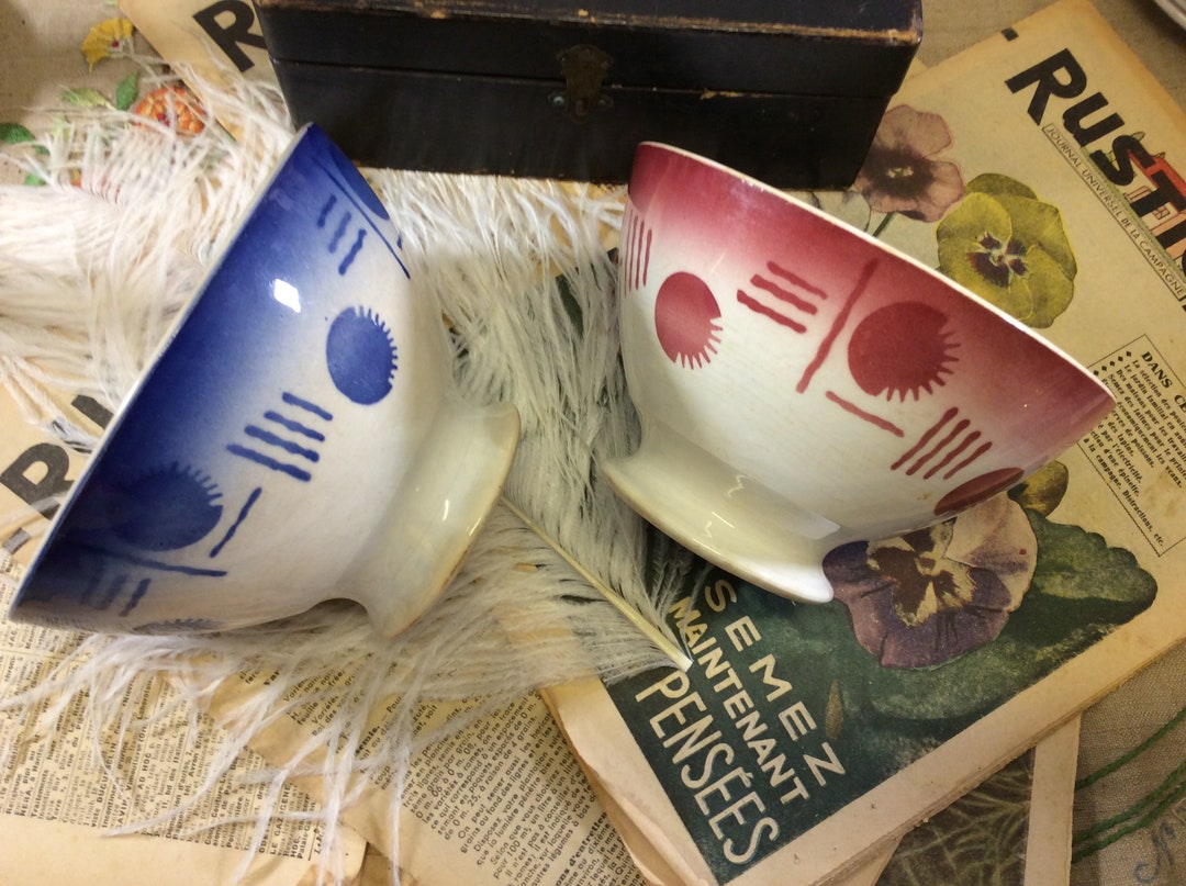 2 French Vintage FB Badonviller Cafe Au Lait Bowls, French Cafe Bowls ...