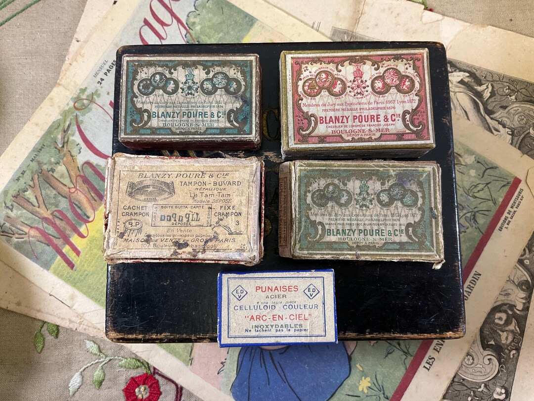 Set of 5 Small French Antique Cardboard Boxes With Pen Nibs. Blanzy ...