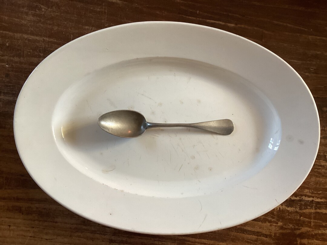 Large Antique Jules Vieillard Bordeaux Distressed White Oval Platter ...