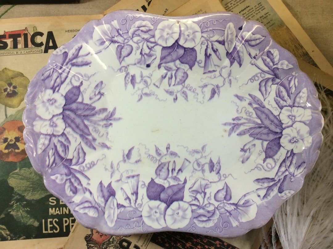 Antique Jules Vieillard Bordeaux Lavender Floral Stencilware Platter ...