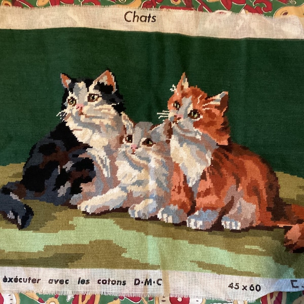 Cat Needlepoint - Etsy