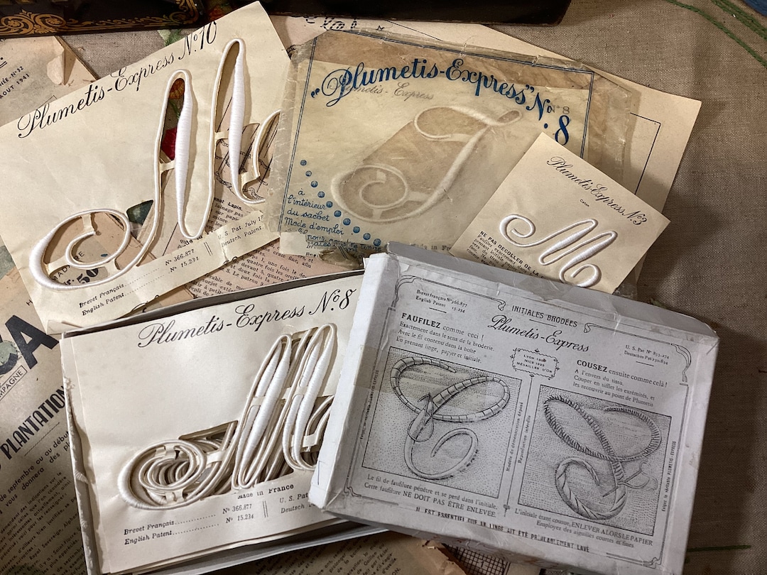 French Antique Haberdashery Letter Initial to Embroider French White ...