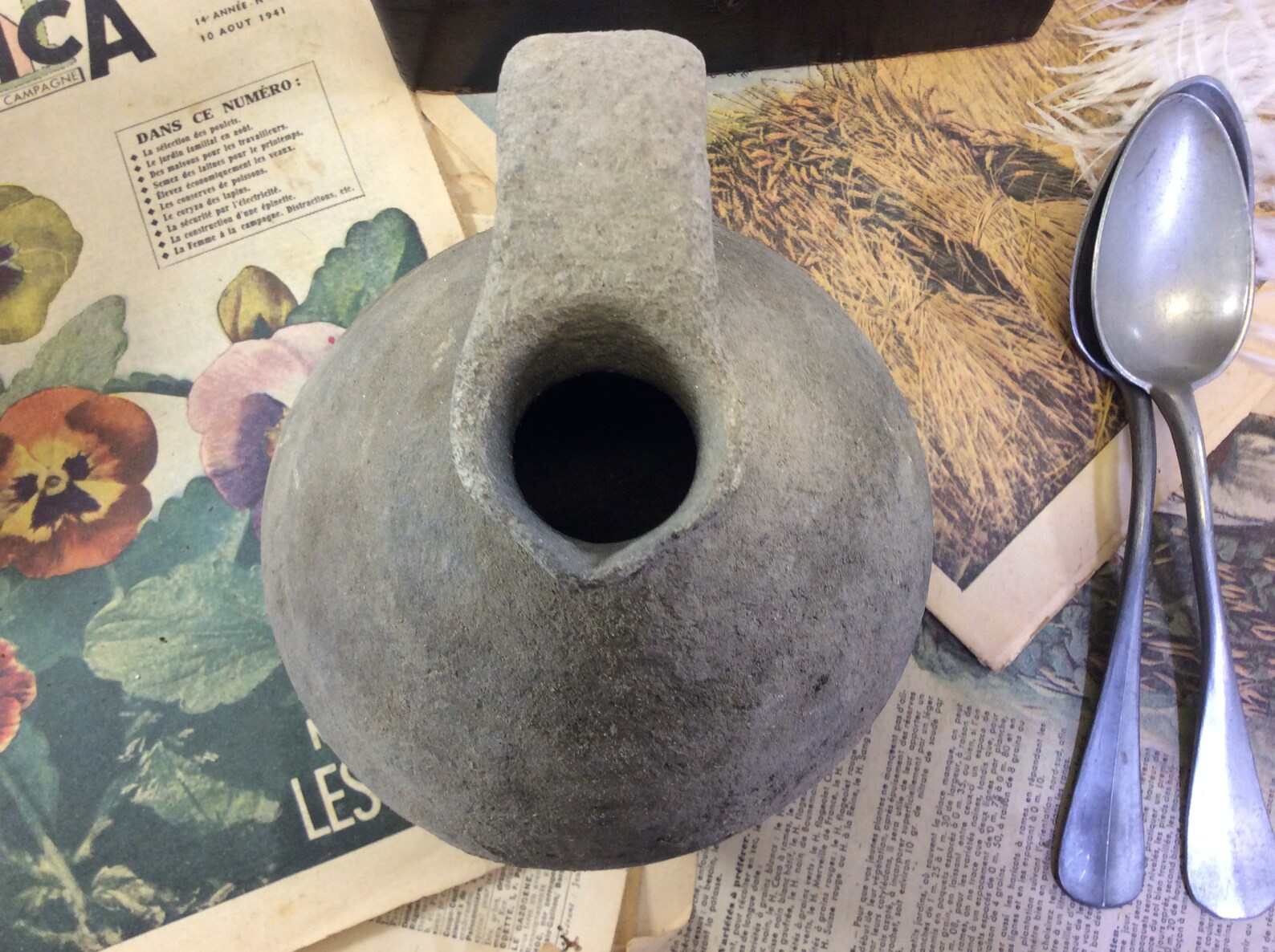 French Antique Terracotta Walnut Oil Pitcher French Rustic - Etsy