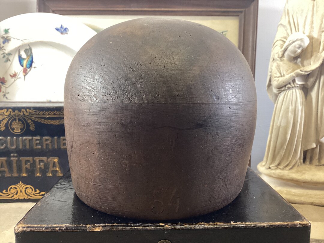 French Antique Hard Wood Head Hat Shop Display - French Antique Wooden ...