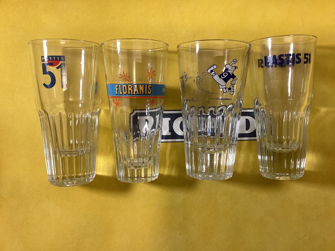 Set of 4 Mismatched Pastis Glasses Anisette Glass Tumblers - Etsy
