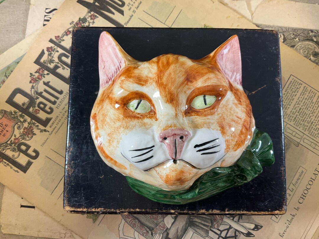 Vintage String Dispenser Ceramic Ginger Cat. Vintage Ceramic Ginger Cat ...