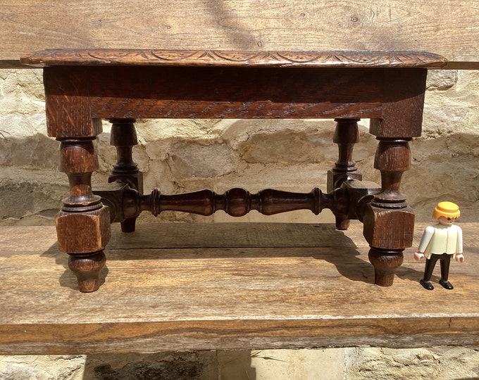 French Antique Oak Foot Stool - French Antique Rustic Foot Rest Stool ...
