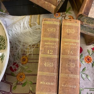 2 Antique 1820s French Language Books Rousseau Classics Book Rousseau ...