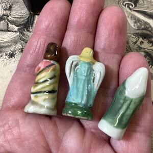 19 Vintage French Feves Miniature Nativity Set Ceramic Christmas Feves ...