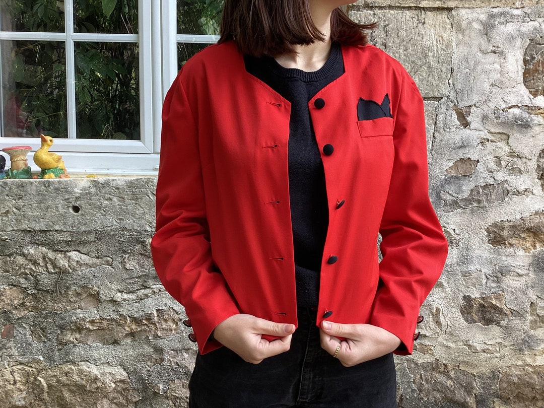 French Vintage Bragard Red Women Short Jacket Vintage Jacket - Etsy