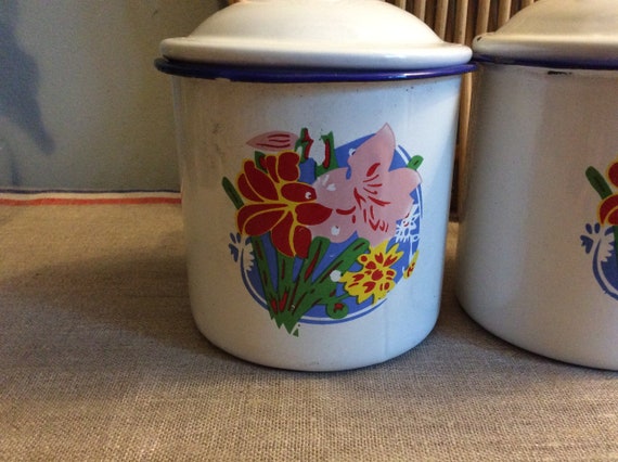 Kitchen Containers Old Enameled Container Enamel Mug Enamel Spice Jars ...